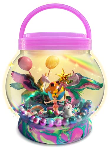 Light-Up & Paintable Fairy and Unicorn Terrarium Kit for Kids, Birthday Gifts For Girls, Unicorn Toys, DIY Arts & Crafts Presents Stuff for Age 4 5 6 7 8-12 Year Old Girl Gift, Science Clay Activities