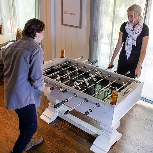 Hathaway Montecito 55-in Premium Competition Foosball Table, Arcade Table Soccer for Game Rooms, includes (2) Foosballs and - Driftwood