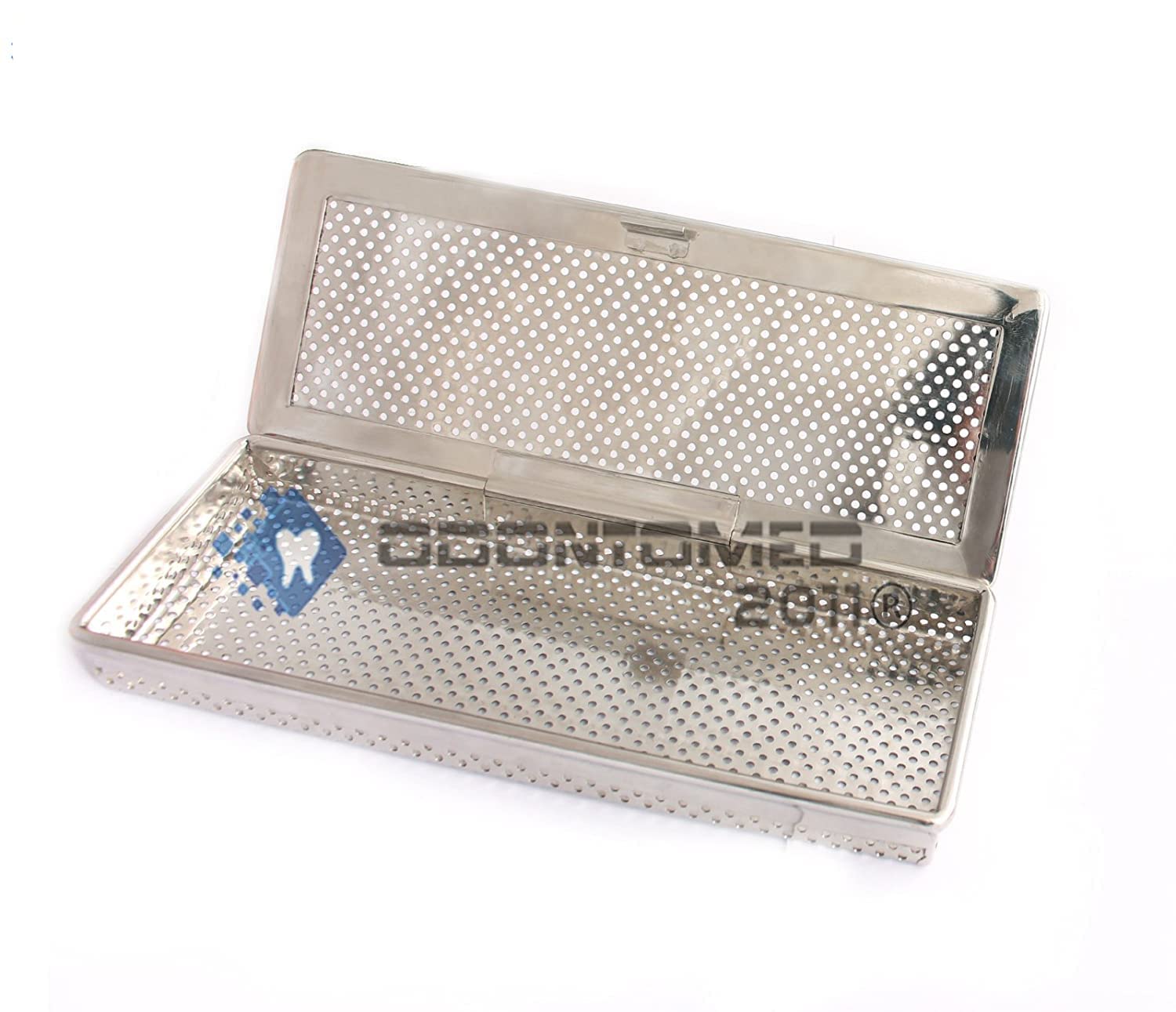 OdontoMed2011 Instrument Tray and Mesh Perforated Baskets Sterilization Tray 8" X 3" X 0.75" with Lid Stainless Steel, OD2011-DN-315