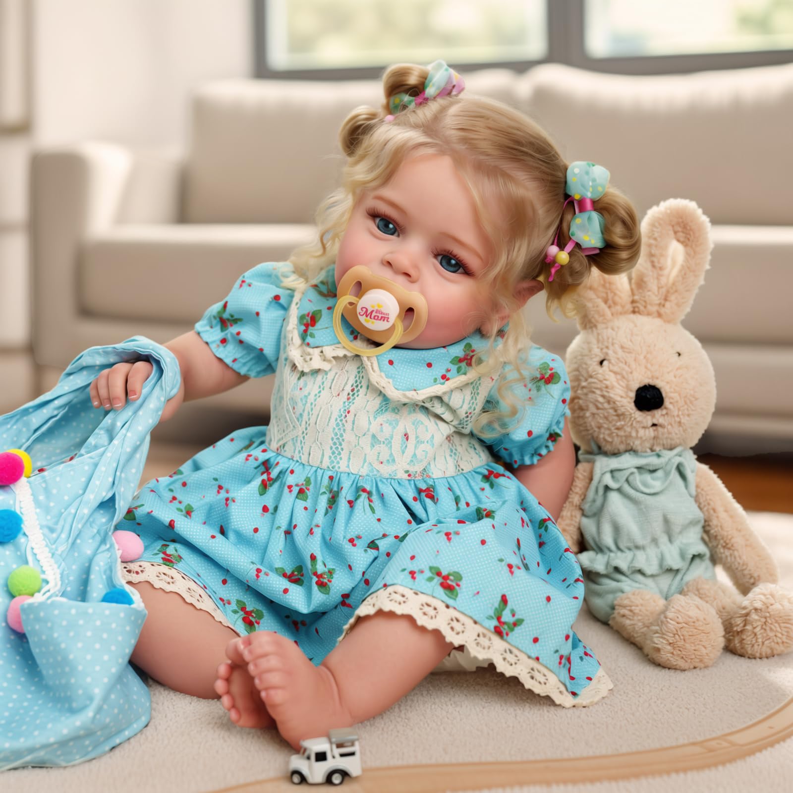 JIZHI Lifelike Reborn Baby Dolls - 18 Inch Realistic-Newborn Baby Dolls Blond Girl Handmade Real Life Toddler Dolls with Clothes for Kids Age 3+