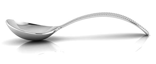 Krysaliis Sterling Silver Beaded Feeding Baby Spoon - Premium Quality Food Grade Standard .925 Solid Sterling Silver Spoon - Engravable Gift For Baby with a Beautiful Gift Box