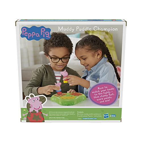 Hasbro Gaming Peppa Pig Muddy Puddle Champion Board Game for Kids Ages 3 and Up, Preschool Game for 1-2 Players