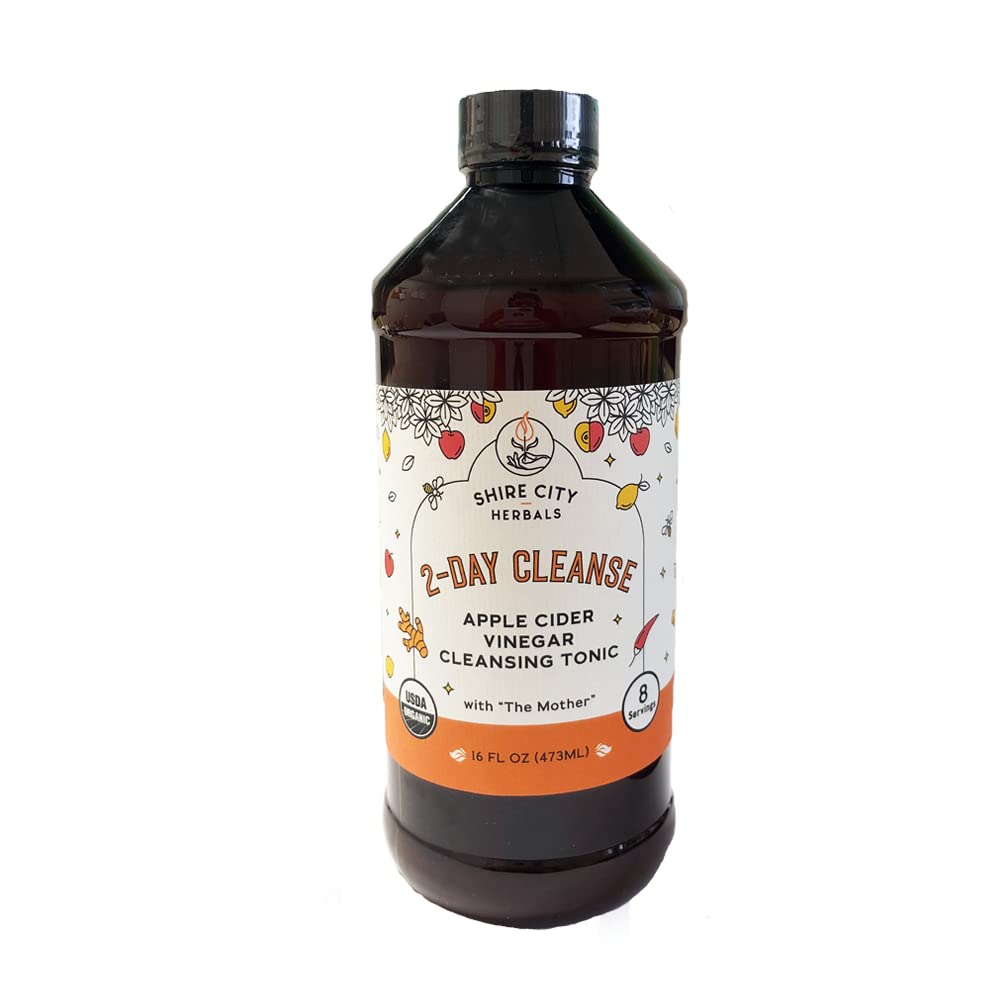 Amazon Exclusive, Shire City Herbals 2-Day Cleanse, Apple Cider Vinegar Cleansing Tonic, 16oz Plastic Bottle