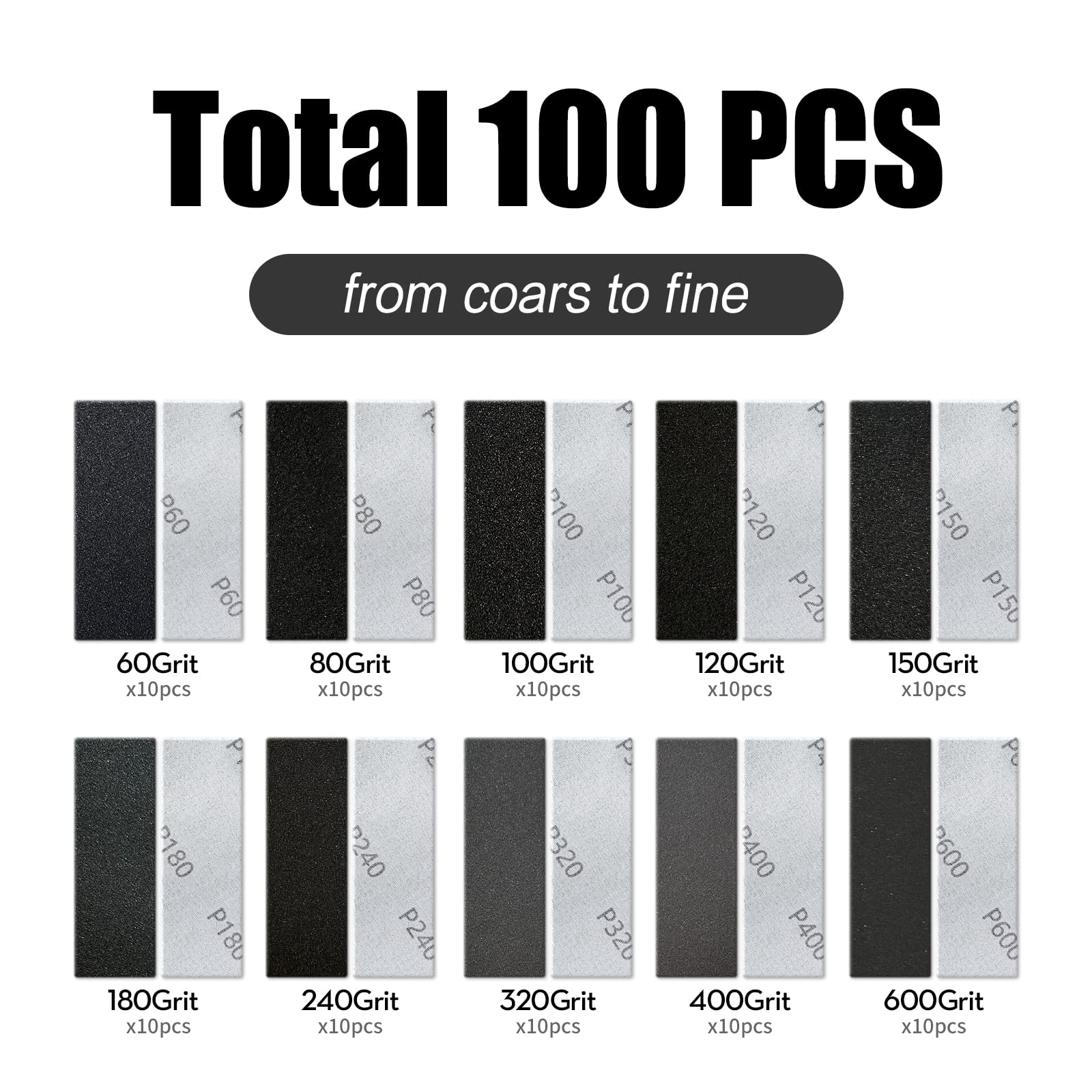 Micro Sander Tool Kit with 100 Piece Detail Finger Sander 3.5β x 1β Mini Sanding Block for Crafts, DIY, Wet Dry Sandpaper of 60, 80, 100,120, 150, 180,240, 320, 400 and 600 Grits