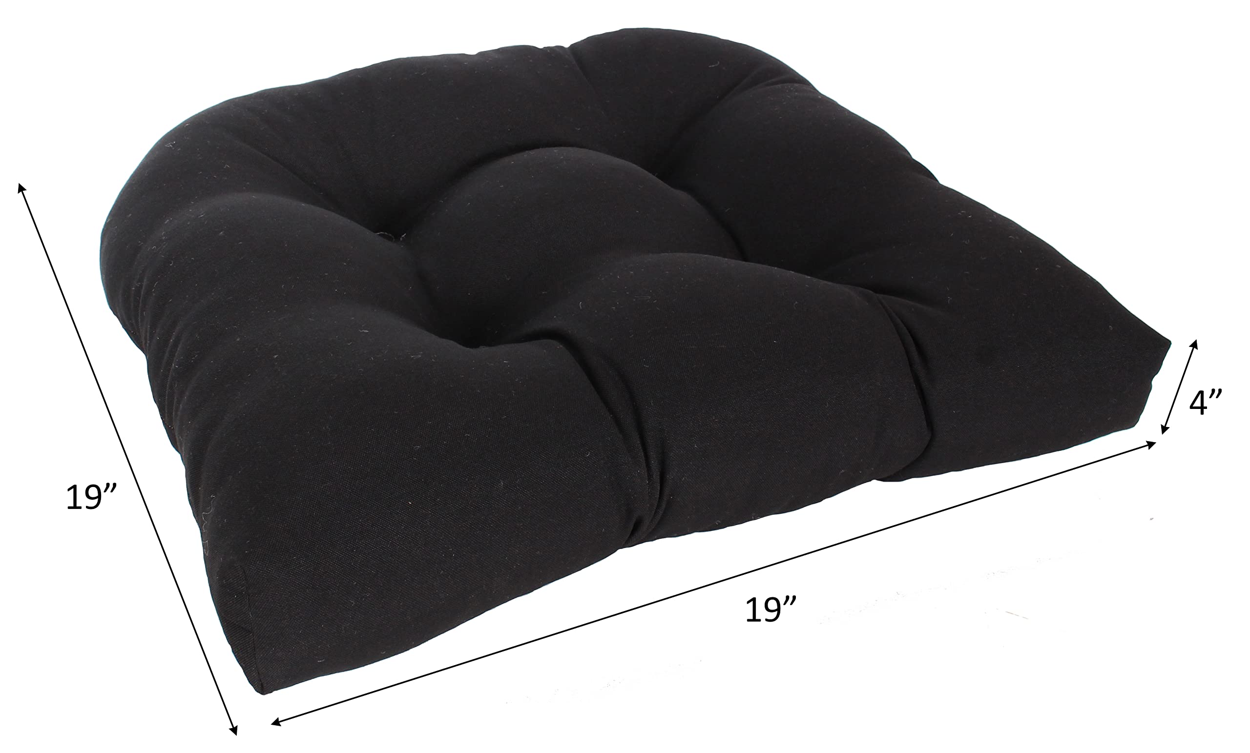 RULU Set of 2 19"x19"x4" Solid Black Outdoor/Indoor Wicker Seat Cushions
