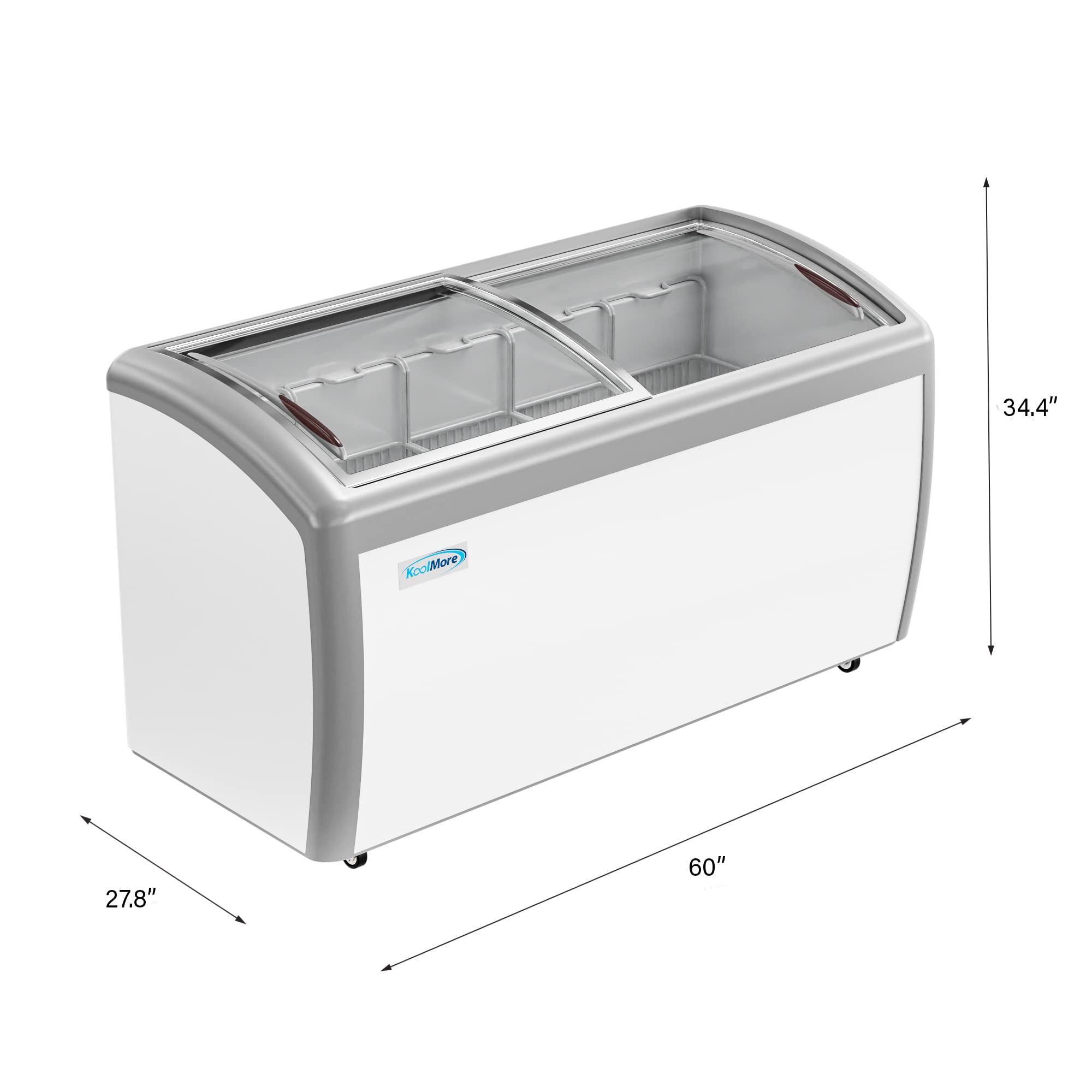 KoolMore MCF-16C Commercial Ice Cream Freezer Display Case, 16 Cu. Ft, White