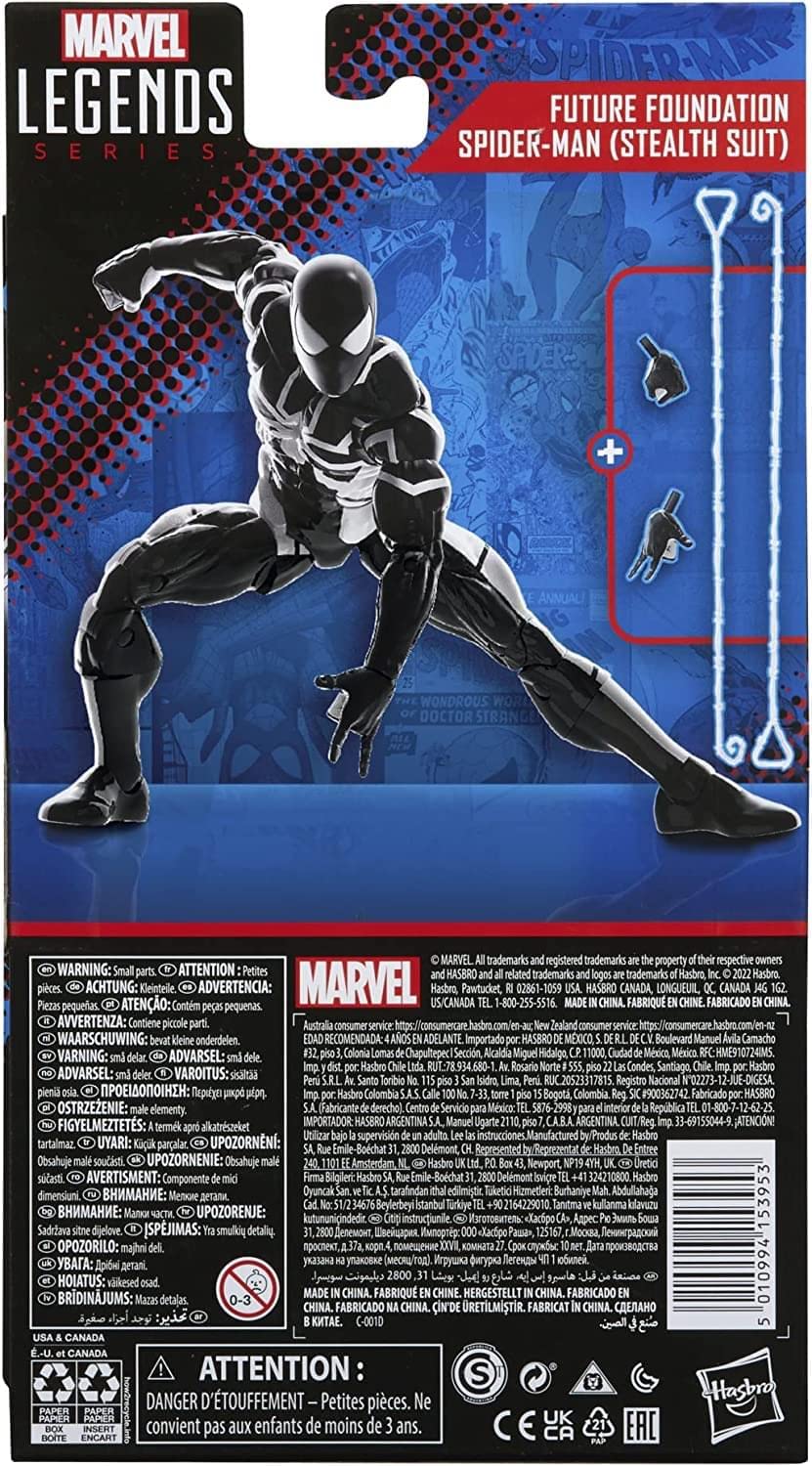 Hasbro Spider-Man Marvel Legends Series 6-inch Future Foundation (Stealth Suit) Action Figure Toy,Includes 4 Accessories