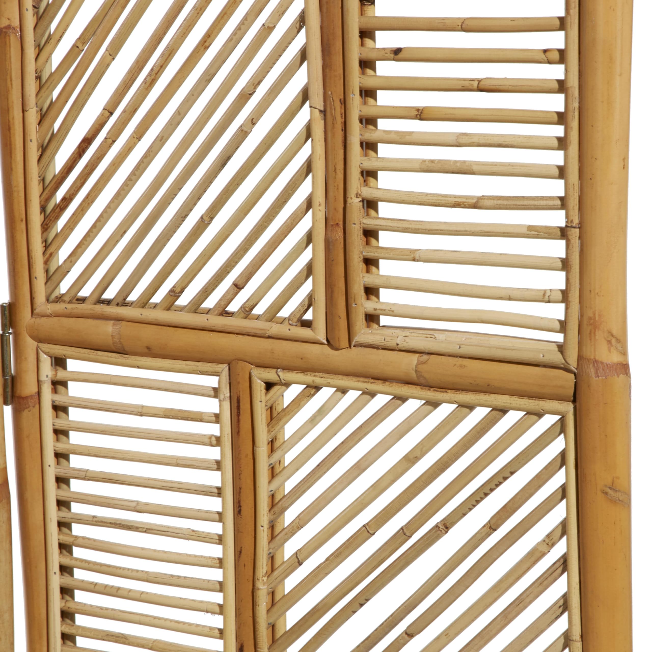 Deco 79 Wood Geometric Partition Room Divider Screen Hinged Foldable Partition 3 Panel Privacy Screen, Room Partition 52" x 1" x 71", Brown