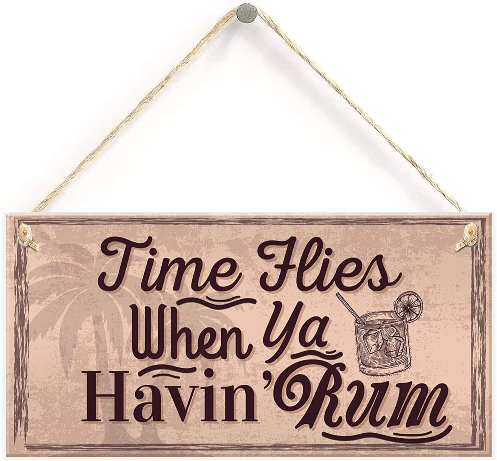 Havin Rum Hanging Sign Funny Alcohol Bar Pub Man Cave Garden Sign Friendship Plaques 10" X 5"