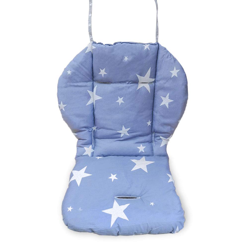 High Chair Pad, Exquisite and Beautiful Baby/highchair/seat Cushion Pad,Comfortable and Soft, Suitable for The High Chair and Stroller in The Picture(Blue Background Stars Pattern)