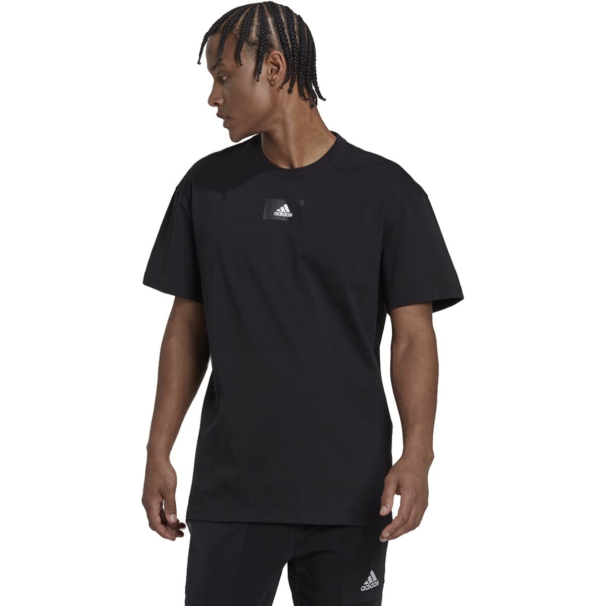 adidas Men's Essentials FEELVIVID Drop Shoulder Tee, Linen Green/Green Oxide, Large