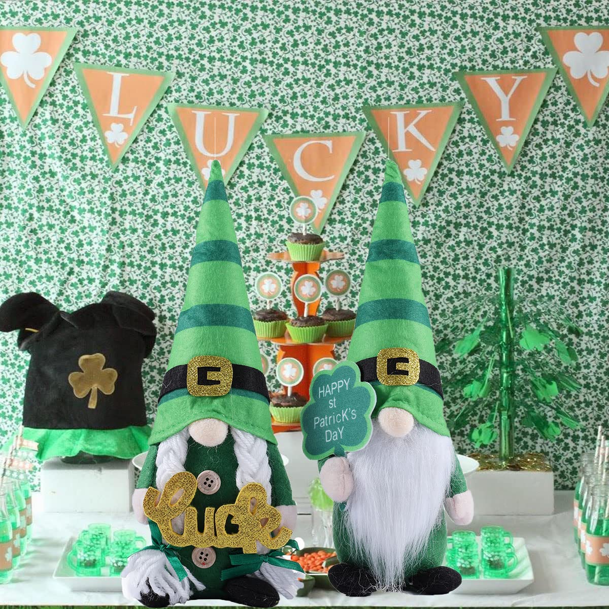 MEUPEHO St Patricks Day Gnomes Plush Cute Mr and Mrs Scandinavian Tomte Doll St Patricks Day Gifts for St Patricks Day Decor