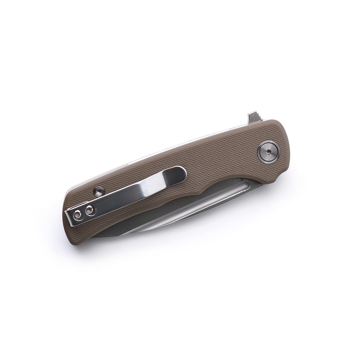 Miguron Knives M Talism Flipper Folding Knife 3.01" Satin D2 Blade Tan G10 Handle Pocket Knife MGR-810TN
