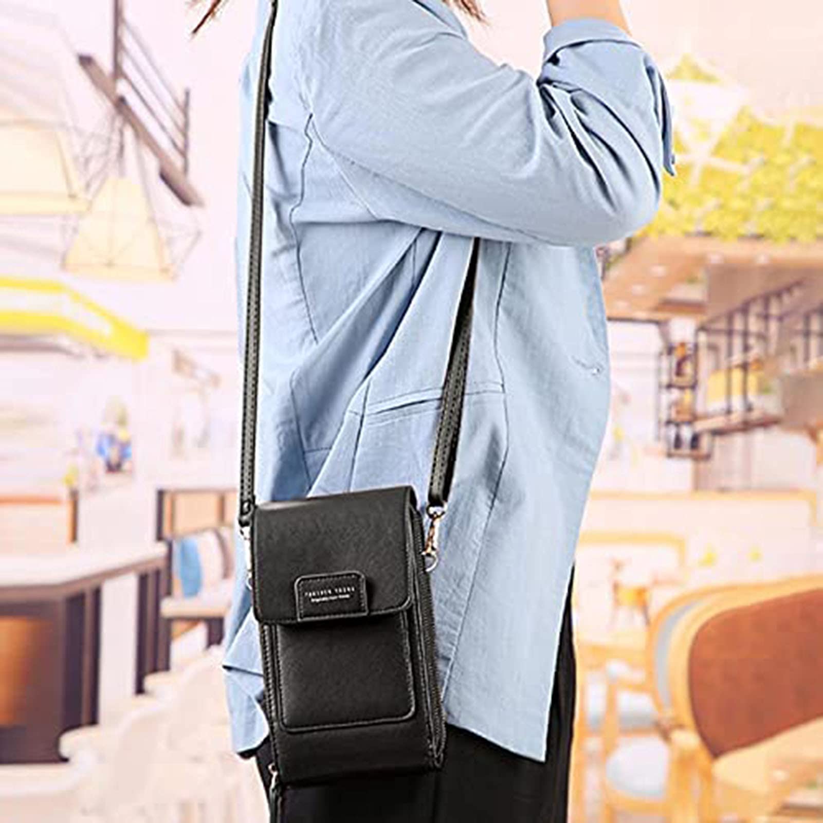 Eliaukly Touchscreen Phone Crossbody Bag for Women Cell Phone Purse Wallet with Multiple Credit Card Slots for iPhone15/15Pro etc. Blue