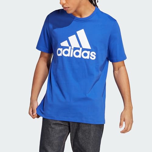 adidas Men's Essentials Single Jersey Big Logo T-Shirt, Semi Lucid Fuchsia, Small