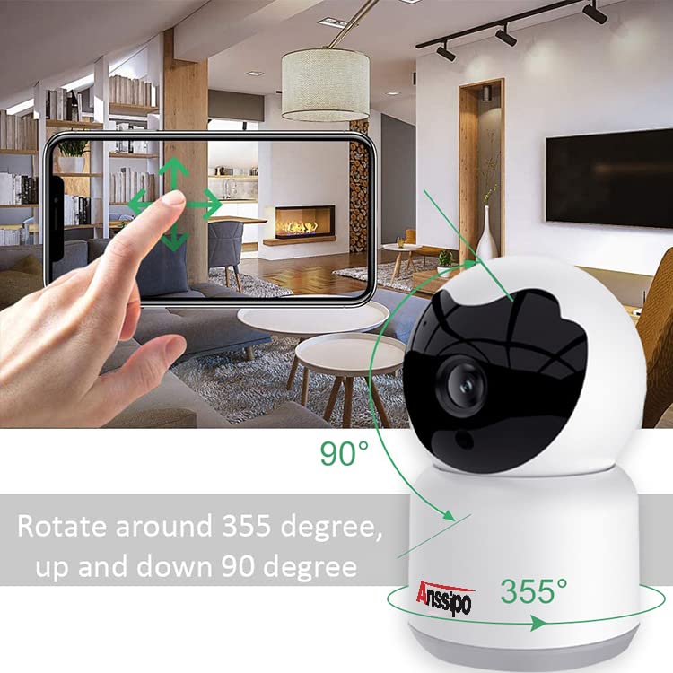 Anssipo Indoor Security Camera for Baby Monitor, Home Security, 5MP HD Pet Dog Camera WiFi with Two-Way Audio, Auto Tracking,Motion Detection,Night Vision