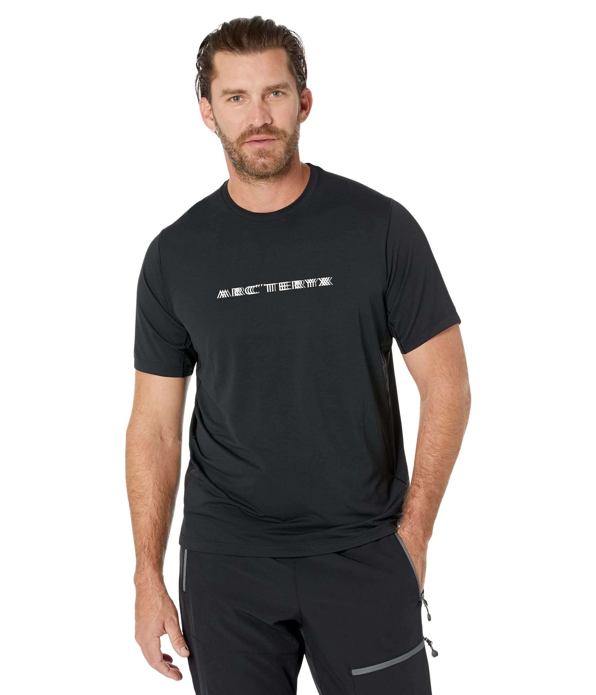 Arc'teryx Cormac Arc'Word Crew Neck Shirt SS Men's | Performance Graphic Logo Tee - Redesign | Black, Large