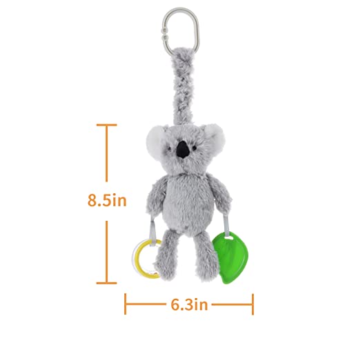 Apricot Lamb Baby Stroller or Car Seat Activity and Teething Toy, Features Plush Koala Character, Gentle Rattle Sound & Soft Teether, 8.5 Inches