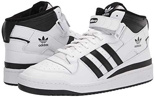 adidas Men's Forum Mid Sneaker, White/Black/White, 9