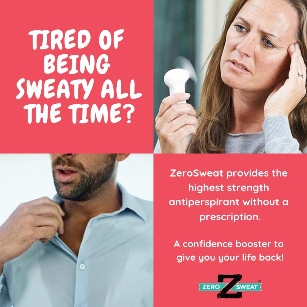 ZeroSweat Antiperspirant Deodorant with Aloe | Clinical Strength Hyperhidrosis Treatment - Reduces Armpit Sweat for Up To 7-days per Use - Protection from Excessive Sweating and Odor for Men and Women