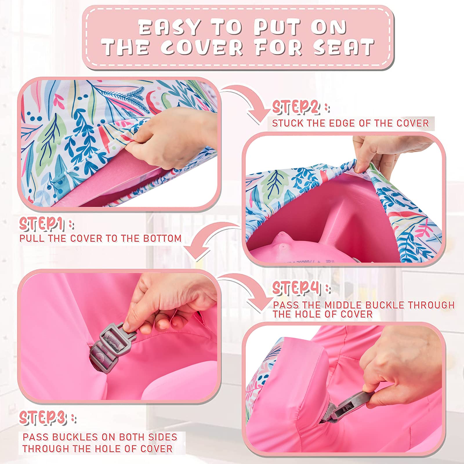 Baby Seat Cover, Multiple Styles Chair Cover Protection only Compatible with Bumbo Seats. (Multicolor Leaf)