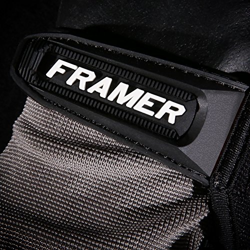 Ironclad Framer; Carpenter Work Gloves, Open Finger Dexterity, Performance Fit, Durable, Machine Washable, (1 Pair), FUG-04-L,Grey/Black