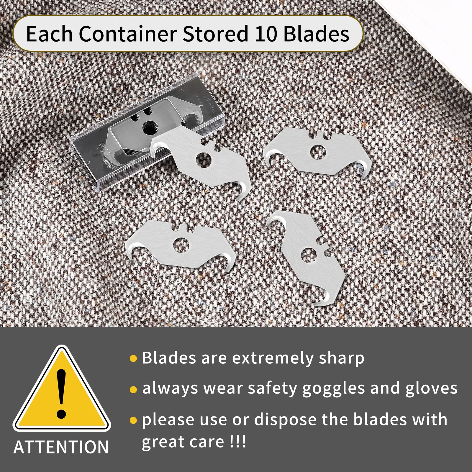 Vickay 30 Pack Utility Knife Hook Blades, SK5 Steel Heavy Duty Box Cutter Replacement Blades with Plastic Case, Standard Size Razor Blades for Most Standard Utility Knives