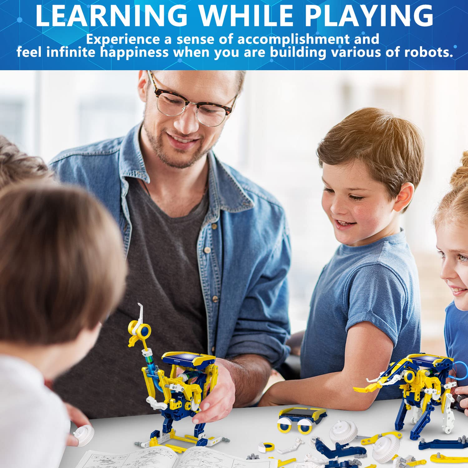 JoyZin STEM 11-in-1 Solar Robot Kit, 231 Pieces DIY Science Experiment Kit, Learning Educational Building Toy Set for Toddlers Kids Boys Girls 6 7 8 9 10 11 12 Years Old Birthday