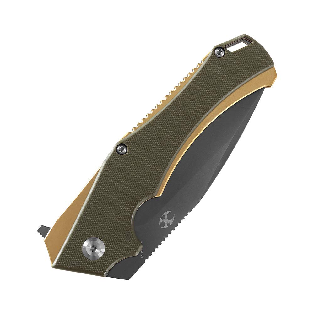 KANSEPT Outdoor Camping Pocket Knives Hellx 8.9in Folding Knife with 3.6in Black Stonewashed D2 Blade Purple G10 Handle Heavy Duty Pocket Tactical Knives for Men T1008A6
