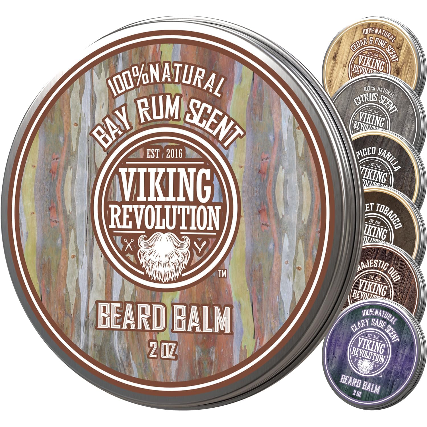 Viking Revolution Bay Rum Beard Balm - Beard Butter with Argan Oil, Beard Softener for Men with Jojoba Oil - Beard Moisturizer for Men with Beeswax - Beard Wax for Men (2oz, 1 Pack)