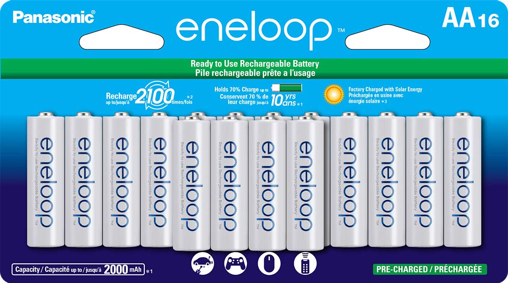 Eneloop Panasonic BK-3MCCA16FA AA 2100 Cycle Ni-MH Pre-Charged Rechargeable Batteries & BQ-CC55SBA Advanced Individual Battery 3 Hour Quick Charger with 4 LED Charge Indicator Lights, White