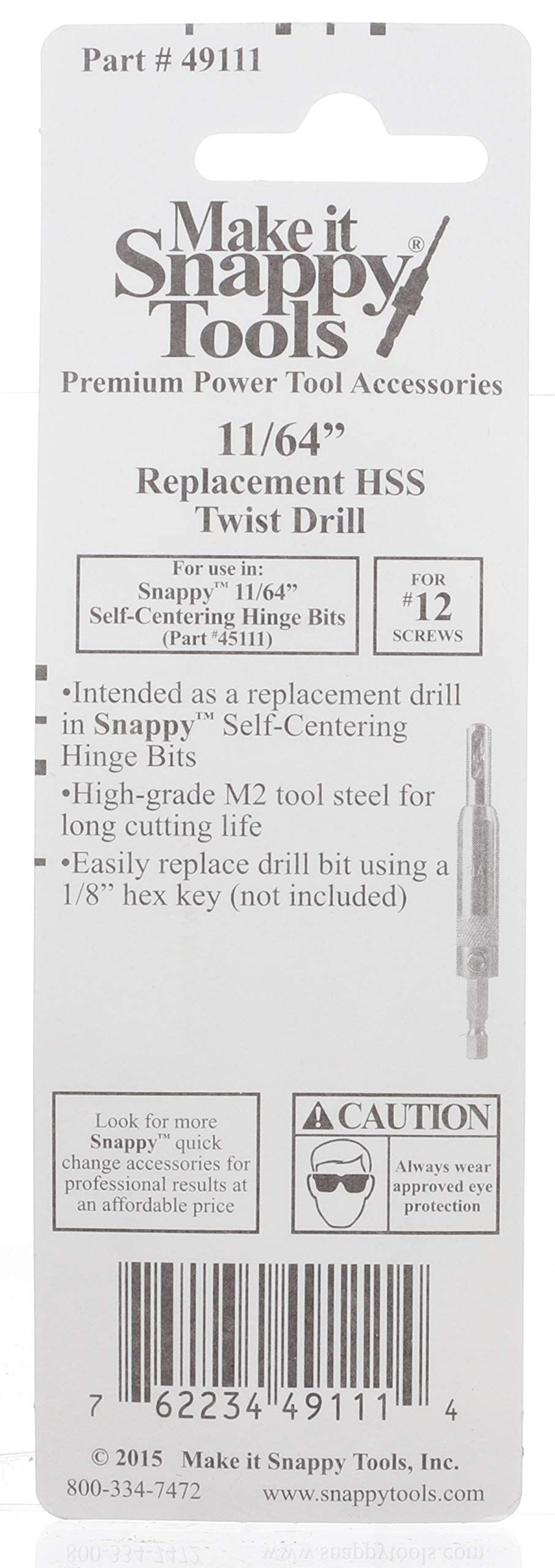 Make it Snappy Tools Replacement HSS Drill for 11/64 Inch Self-Centering Hinge Bit #49111