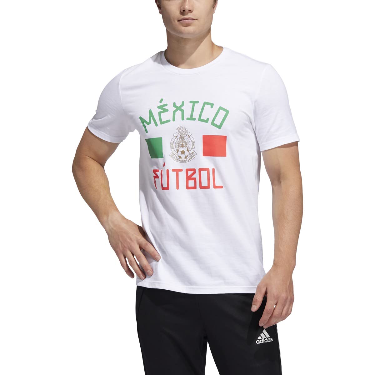 adidas Men's Mexico Amplifier Soccer Tee - White/Greem (Small)