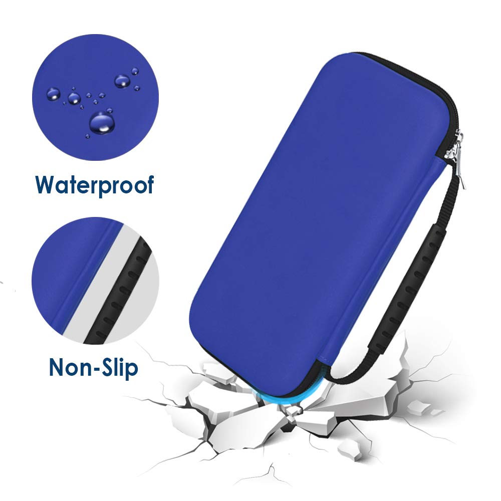 Simpeak Accessories Case Compatible with Switch Lite, Travel Carrying Case Hard Shell Storage Bag for Console and Accessories, with Tempered Glass and Silicone Protective Case for Boys Girls Blue