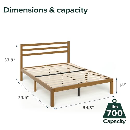 Zinus Leah Bamboo Platform Bed Frame, No Box Spring Needed, Wood Slat Support, Easy Assembly, Full