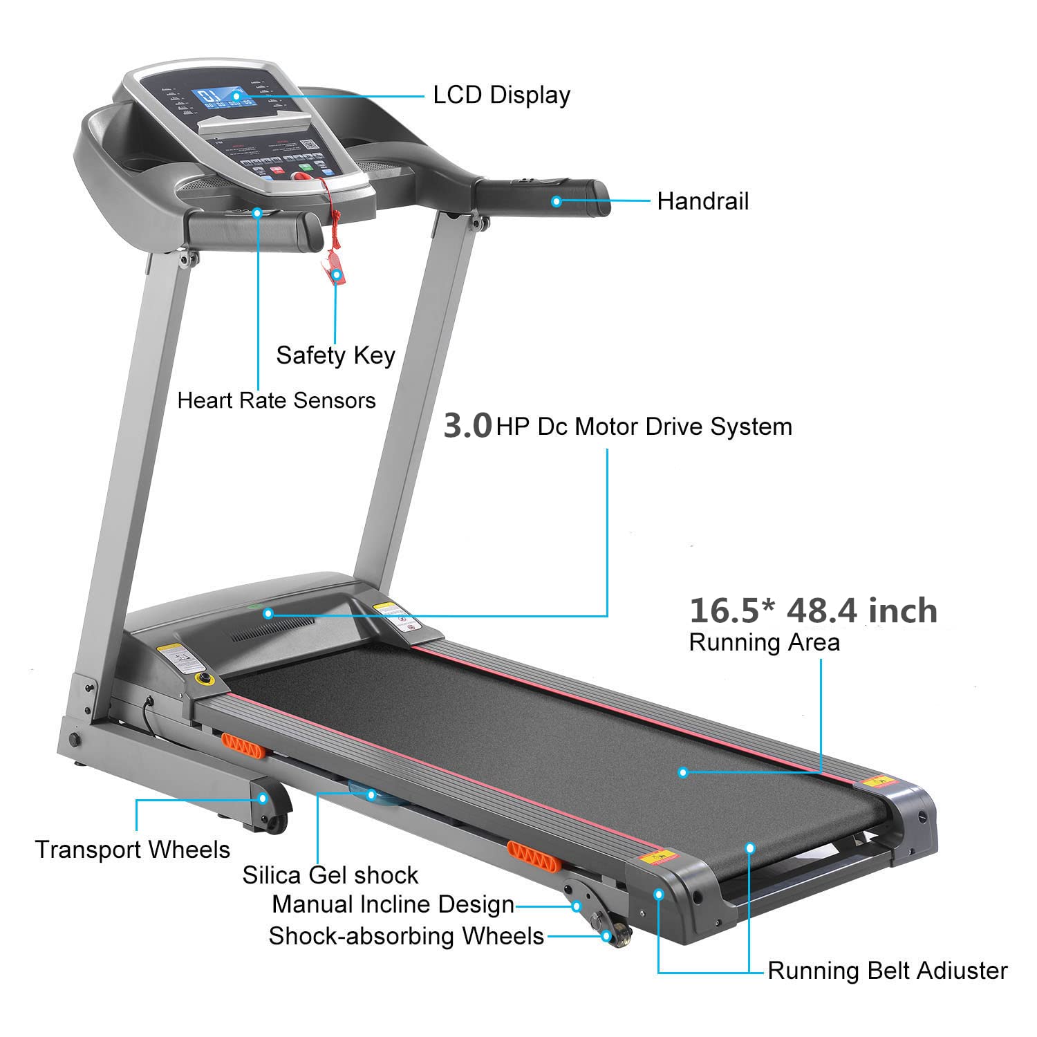 ANCHEER Folding Treadmill with Auto Incline Treadmill for Home