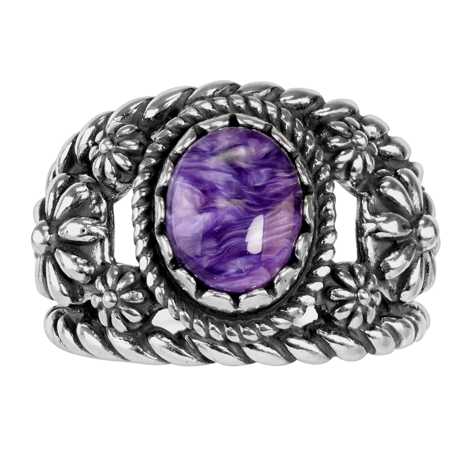American West Sterling Silver Women's Ring Purple Charoite Gemstone Size 9