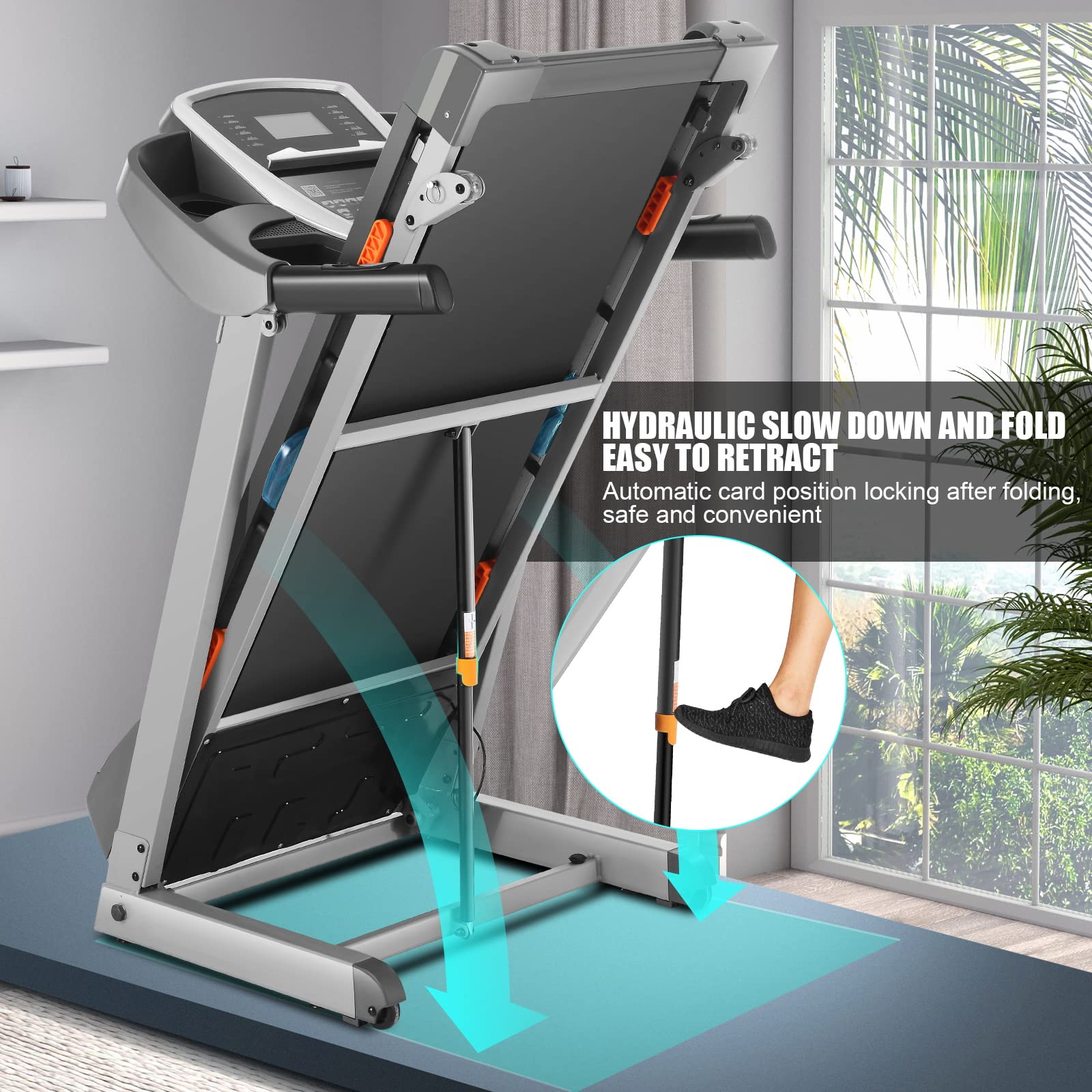 ANCHEER Treadmill 300lbs Capacity 3.25HP Folding Electric Treadmills for Home with Incline Smart APP Control Exercise Running Machine for Gym & Office Workout Easy Assembly