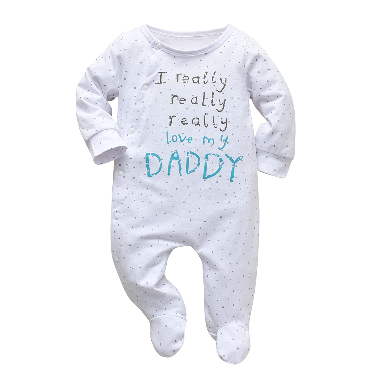 KuKitty Baby Boys Girls Romper I Really Love My Daddy and Mummy Print Jumpsuit (Daddy, 0-3 Months)