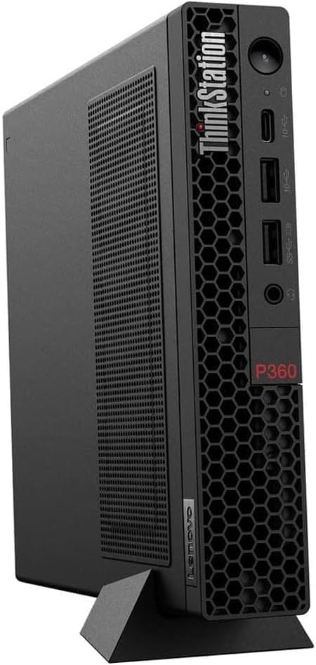 Lenovo ThinkStation P360 Business Mini Desktop Black (Intel i7-12700T, 16GB RAM, NVIDIA T400, 512GB SSD, WiFi, Bluetooth, HDMI, USB 3.2, Display Port, Black, Win 10 Pro) with Hub