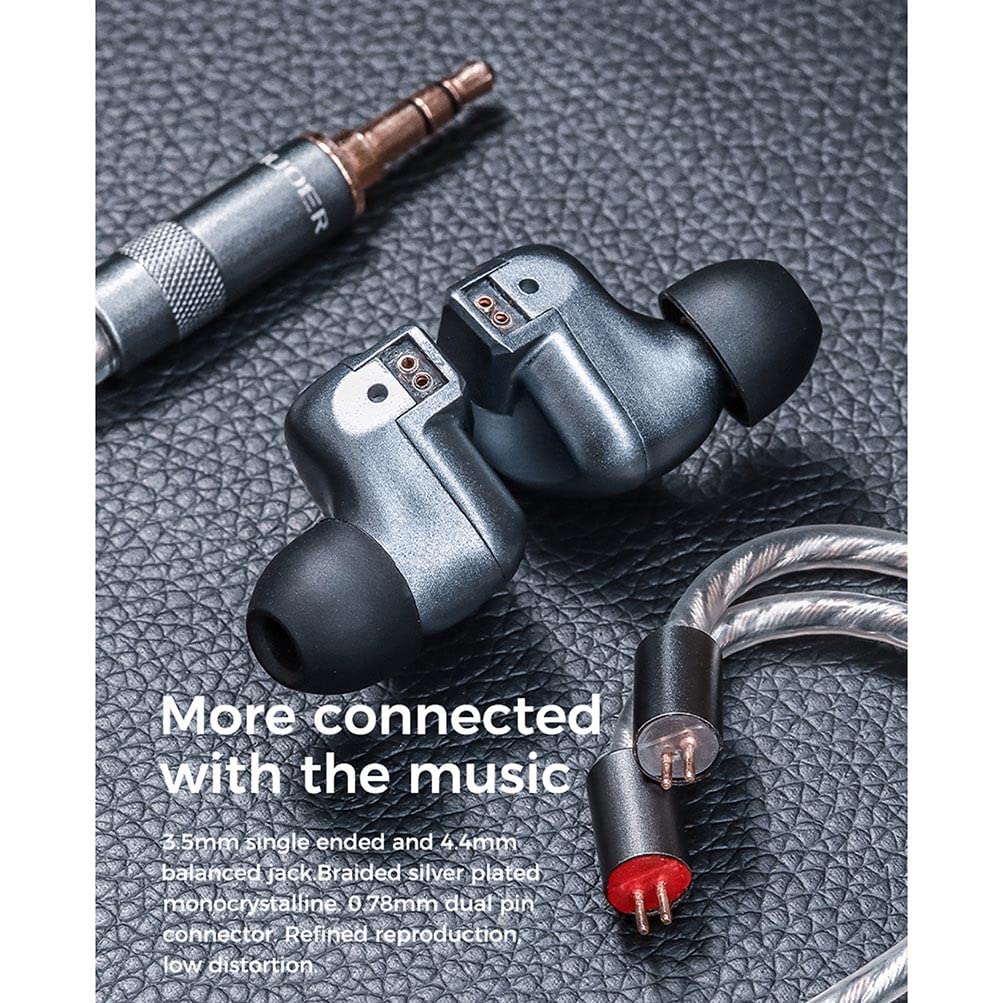 LETSHUOER S12 in-Ear Earphone 14.8mm Planar Magnetic Driver IEMs HiFi Headphone with Silver Plated Monocrystalline Copper Cable 3.5mm Headphones Jack (Grey)