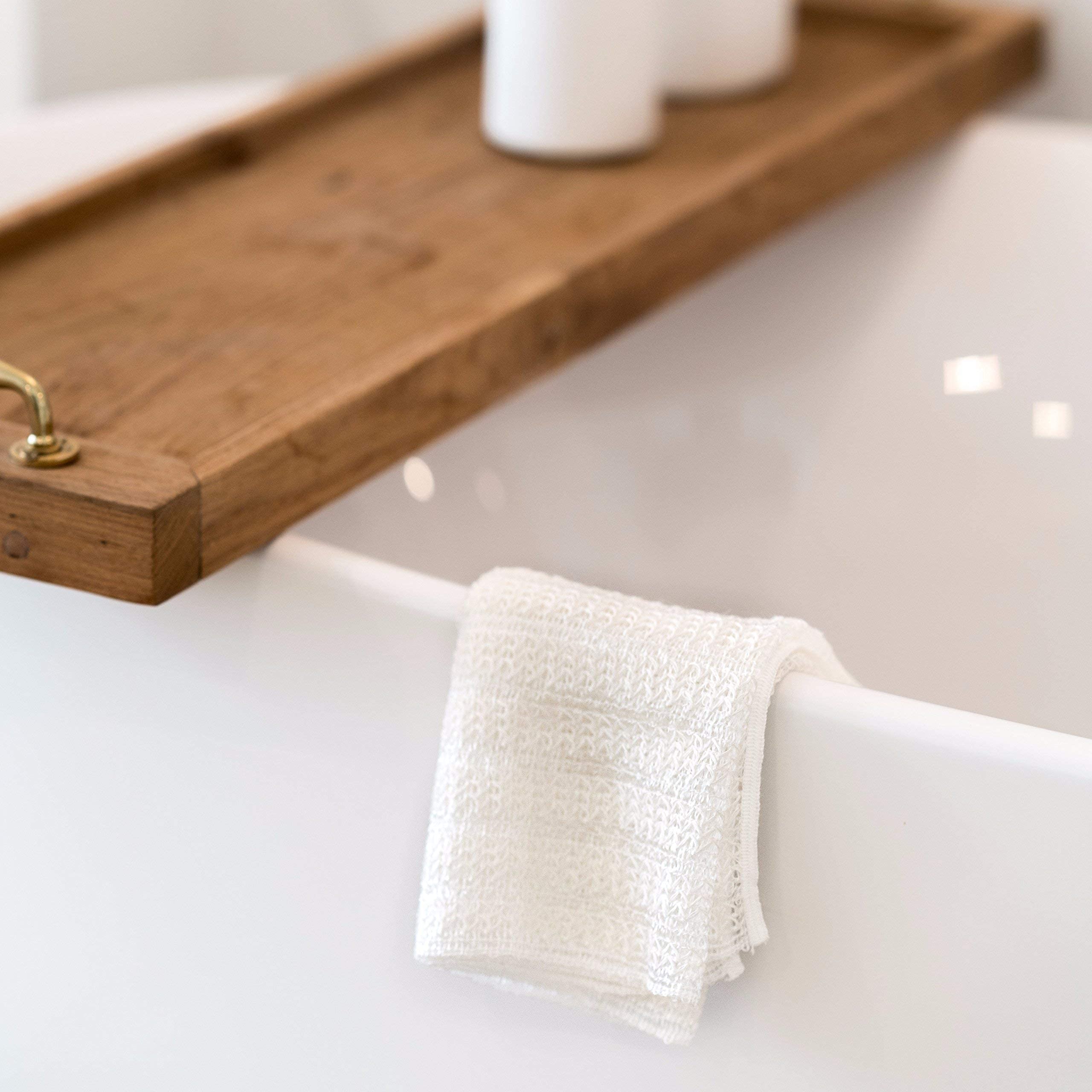 KUMA Soft Exfoliating Washcloth & Towel: Wash & Scrub Your Body - Cloth for Bath & Shower - Japanese Design & Made - Organic & Sustainable [Double Pack: Natural White]