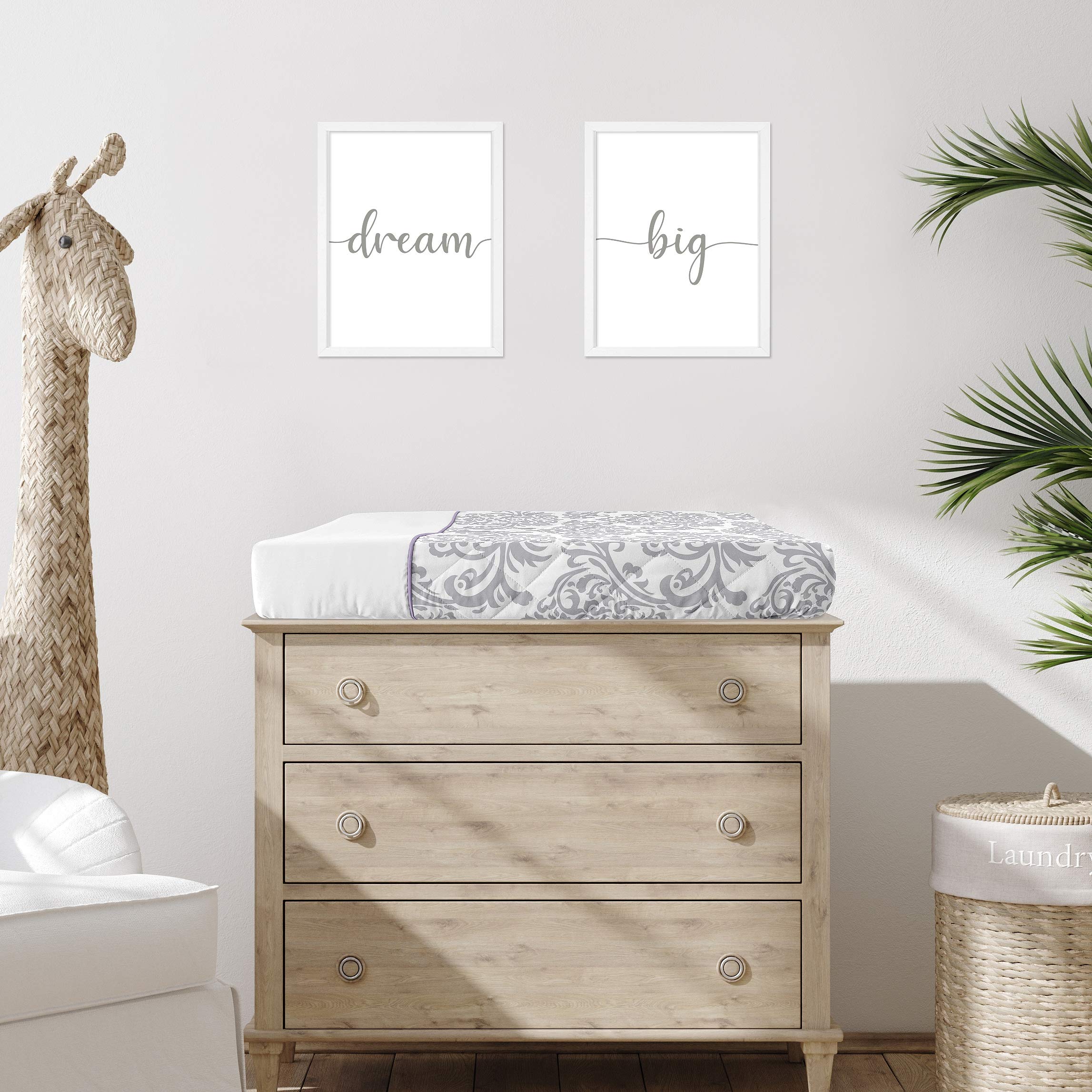 Lavender, Gray and White Damask Print Elizabeth Baby Changing Pad Cover for Girl Bedding Sets