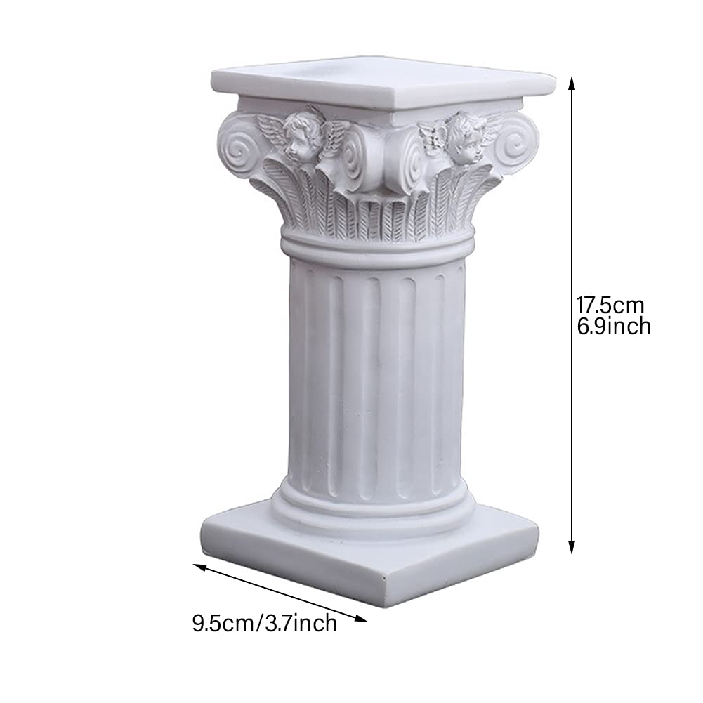 GEZICHTA Roman Pillar Greek Column Statue Resin Figurine Base Sculpture Wedding Table Decorations Indoor Home Decor(3.5x3.7x6.9 inch,Square)