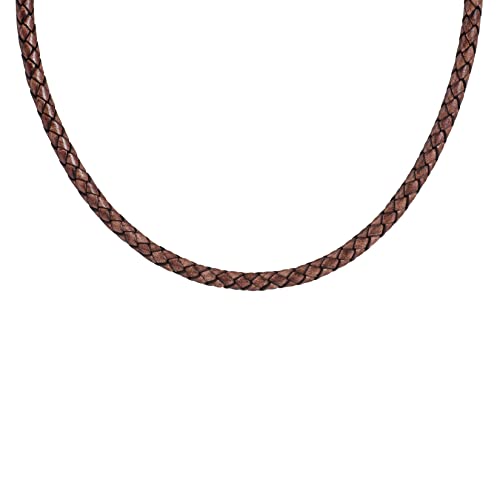 American West Sterling Silver Brown Braided Leather Toggle Necklace 18 Inch