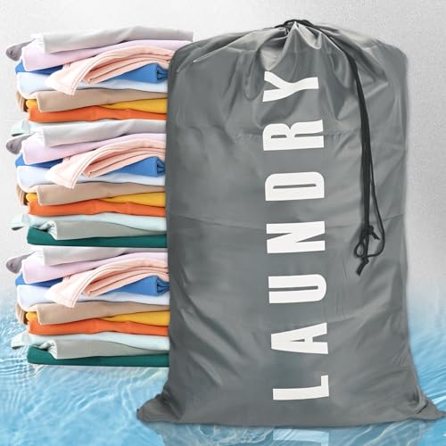 Laundry Bag - Locking Drawstring Clos.XL Travel Laundry Bag, Machine Washable Dirty Clothes Organizer, Large Enough to Hold 4 Loads of Laundry, Easy Fit a Laundry Hamper or Basket (gray,4" x 36")