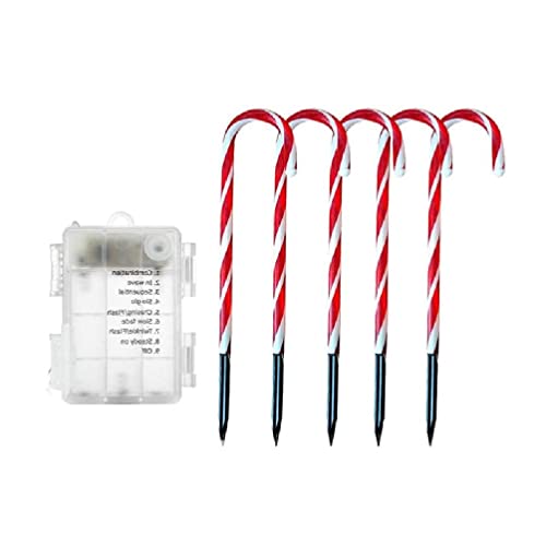 fengchensety Led Christmas Candy Cane Lights Set Solar Panel or Battery Powered Stake Light for Home Garden Passage Courtyard Decoration Outdoor Lawn Lamp Christmas Candy Cane Light