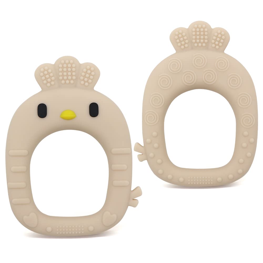 Baby Teether Toy, Anti-Drop Silicone Baby Mitten Teether for Soothing Teething Pain Relief, Baby Chew Toys for Sucking Needs, Groundhog(1 Packs)