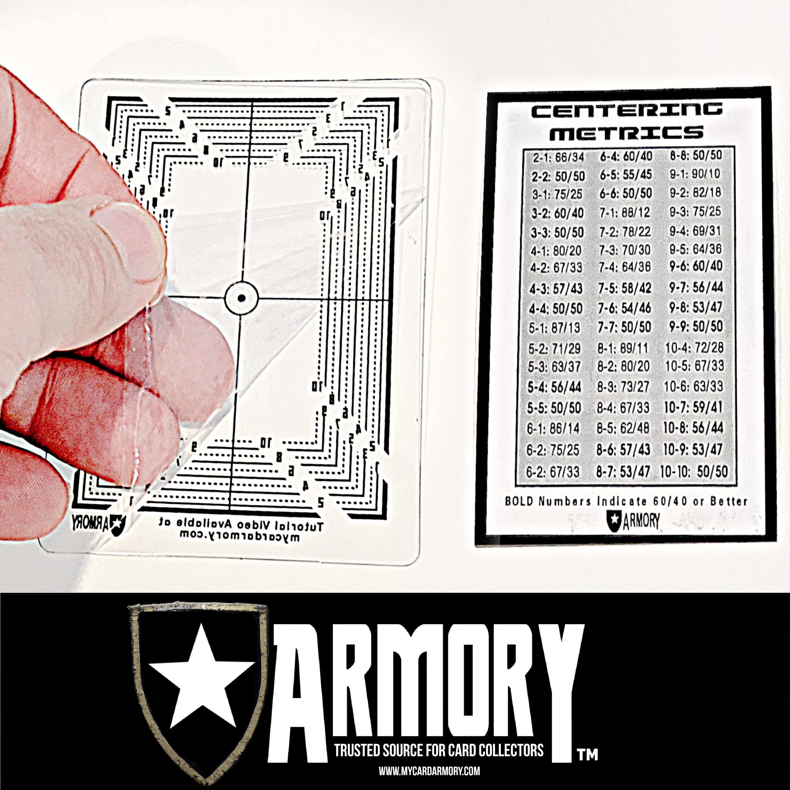 ARMORY Trading Card Centering Tool | Centering Tool for Standard Sized Trading Cards/Collectible Sports Trading Cards Panini Prizm Topps | Does NOT Work with Japanese Gaming Cards)