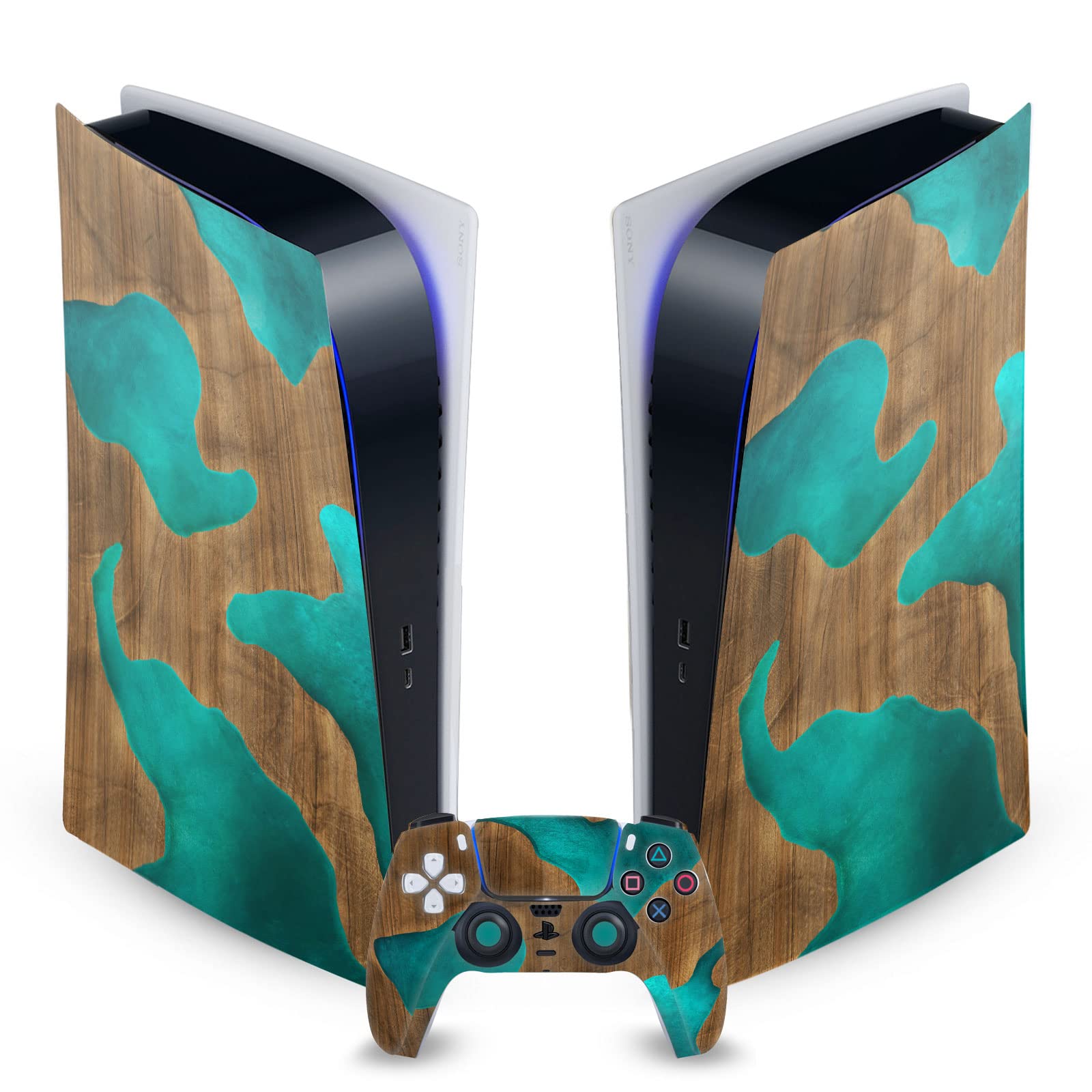 Head Case Designs Officially Licensed Alyn Spiller Aqua Art Mix Vinyl Faceplate Sticker Gaming Skin Decal Cover Compatible With Sony PlayStation 5 PS5 Digital Edition Console and DualSense Controller